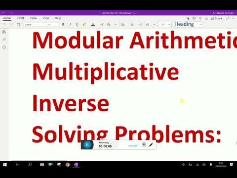 Modular Arithmetic : - ( Multiplicative Inverse ) - 120. - YouTube