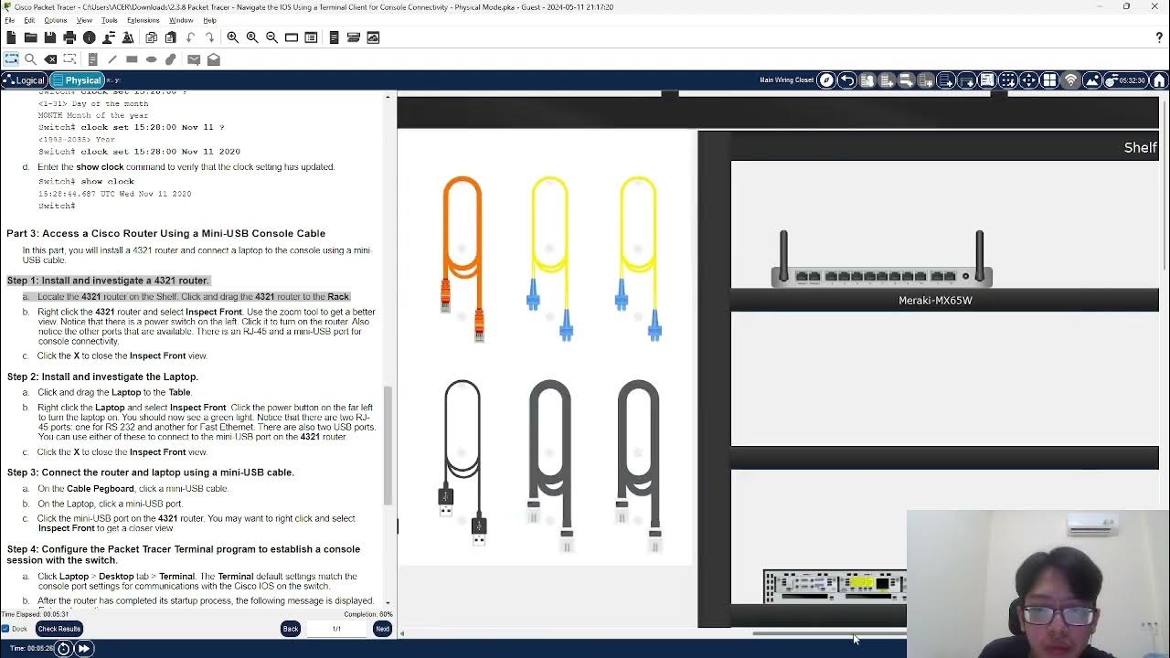 Packet Tracer - Navigate the IOS Using a Terminal Client for Console Connectivity - Physical ...