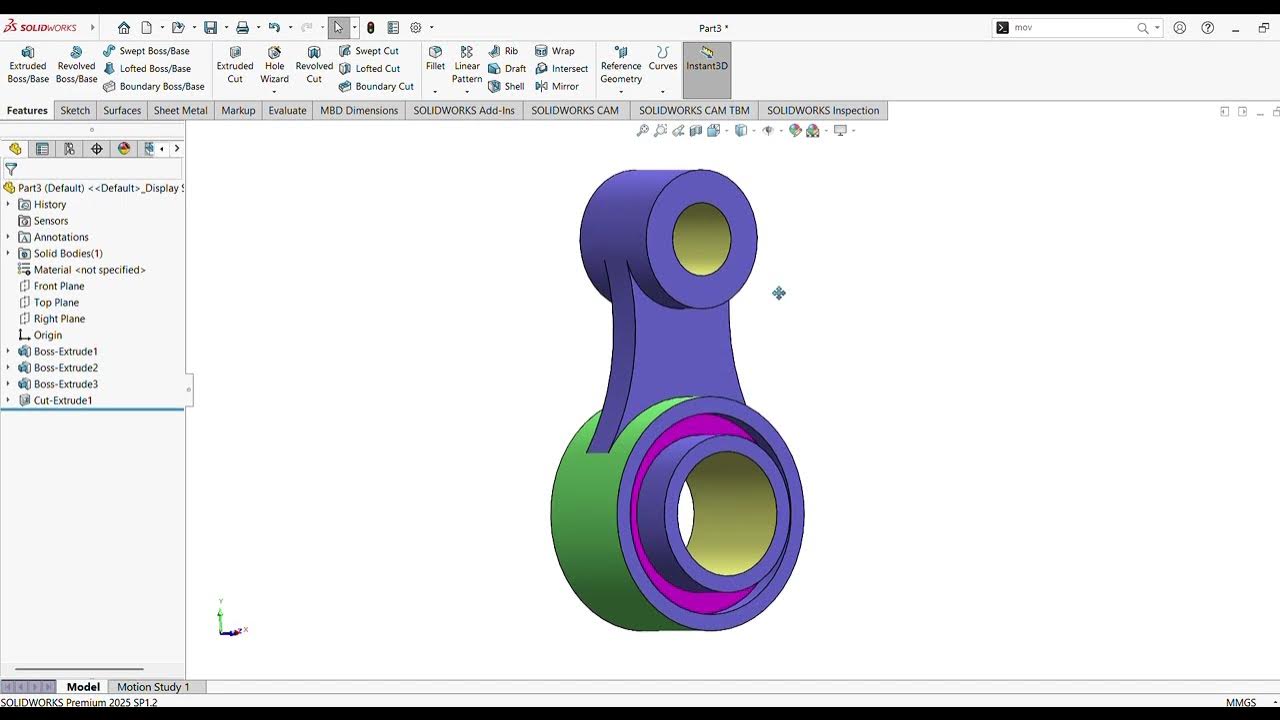 Link Arm with Concentric Cuts | SolidWorks 3D Modeling Episode 105 | 3D CAD Tutorial - YouTube