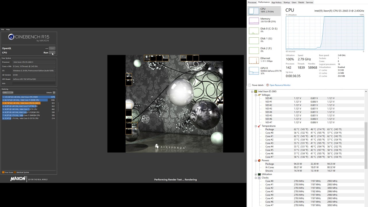 Intel Xeon E5-2665 : CINEBENCH R15 - YouTube