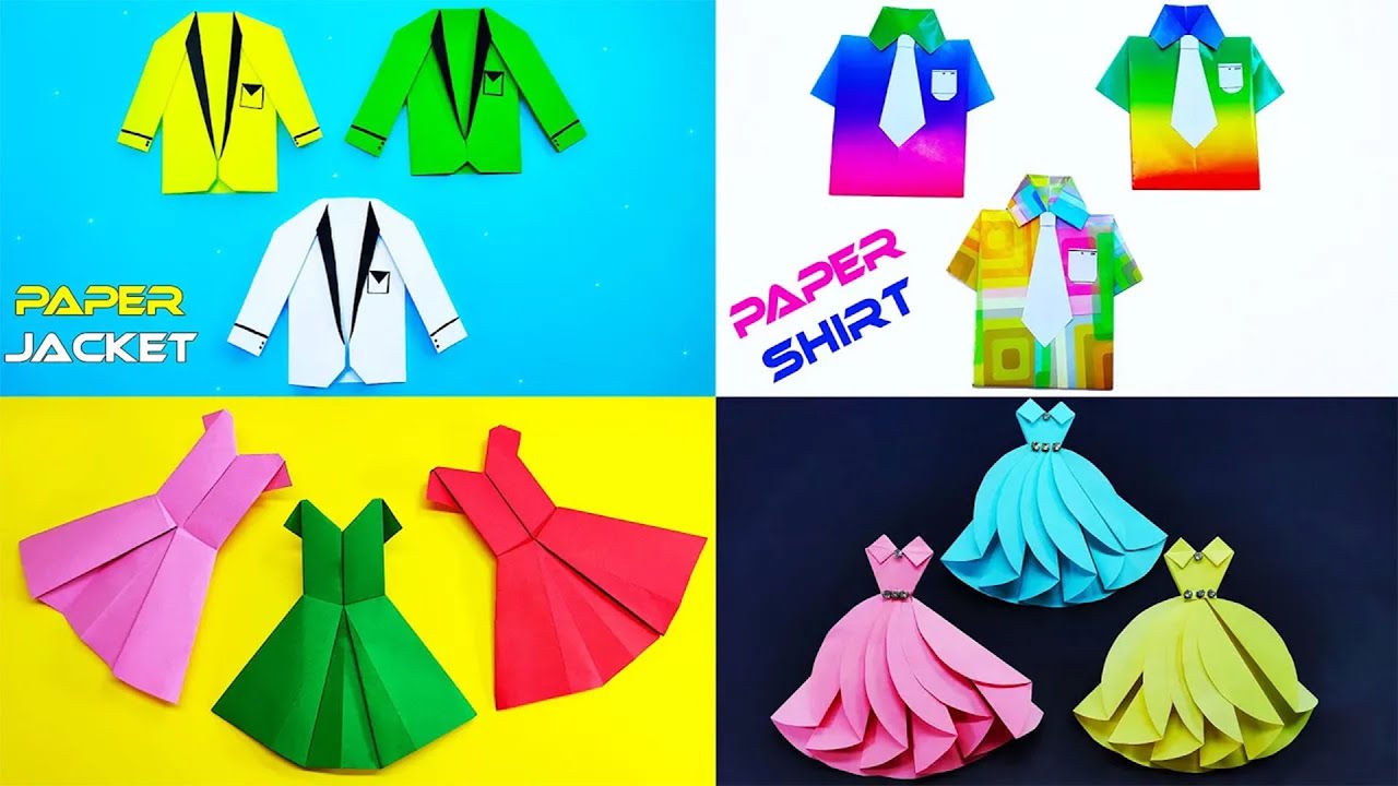 5 EASY PAPER DRESS - (Paper Crafts) - YouTube