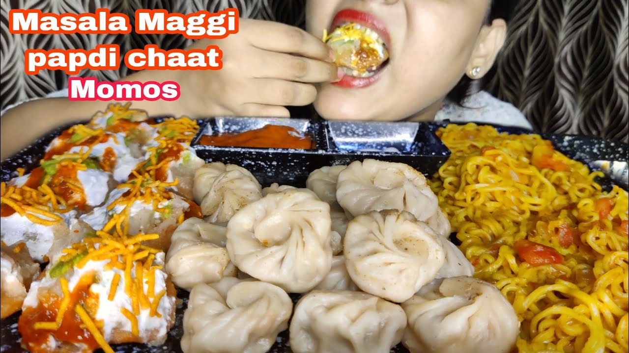Eating Homemade Masala Maggi, Momos, Dahi Papdi Chaat || Street Food ...
