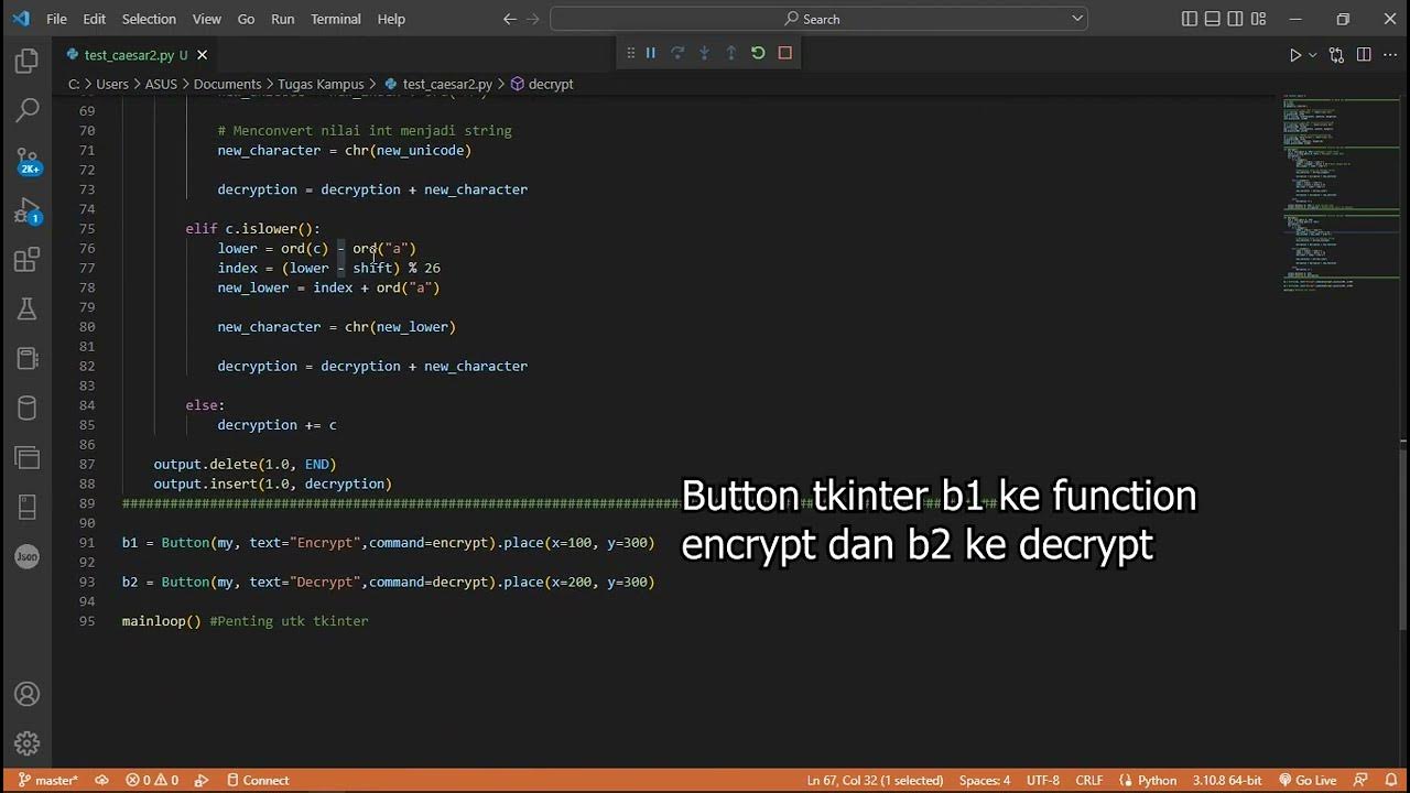 Caesar Cipher x Tkinter | Cara membuat caesar cipher | Pyhton - YouTube