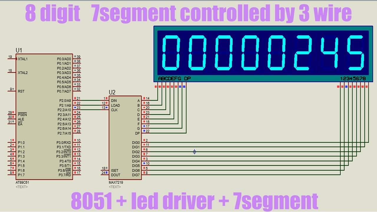 Multiplexing Of 7segment Display With 3 Wired Controlled Using Max7219 And 8051mcu By Mextech 7137