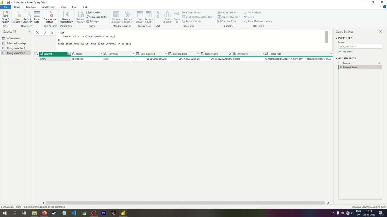 61 - Creating variables in Power Query, using inner queries - YouTube
