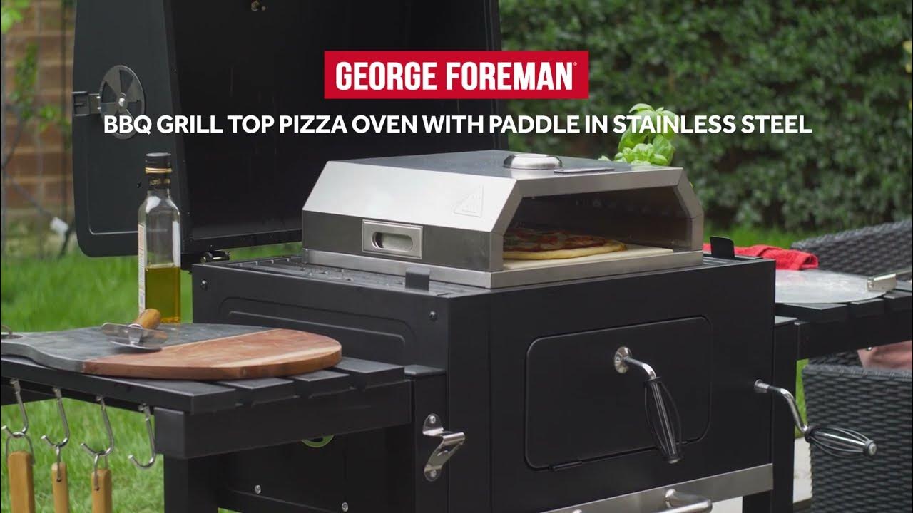 George Foreman GFPO1SSPC BBQ Grill Top Pizza Oven with Paddle in Stainless Steel - YouTube