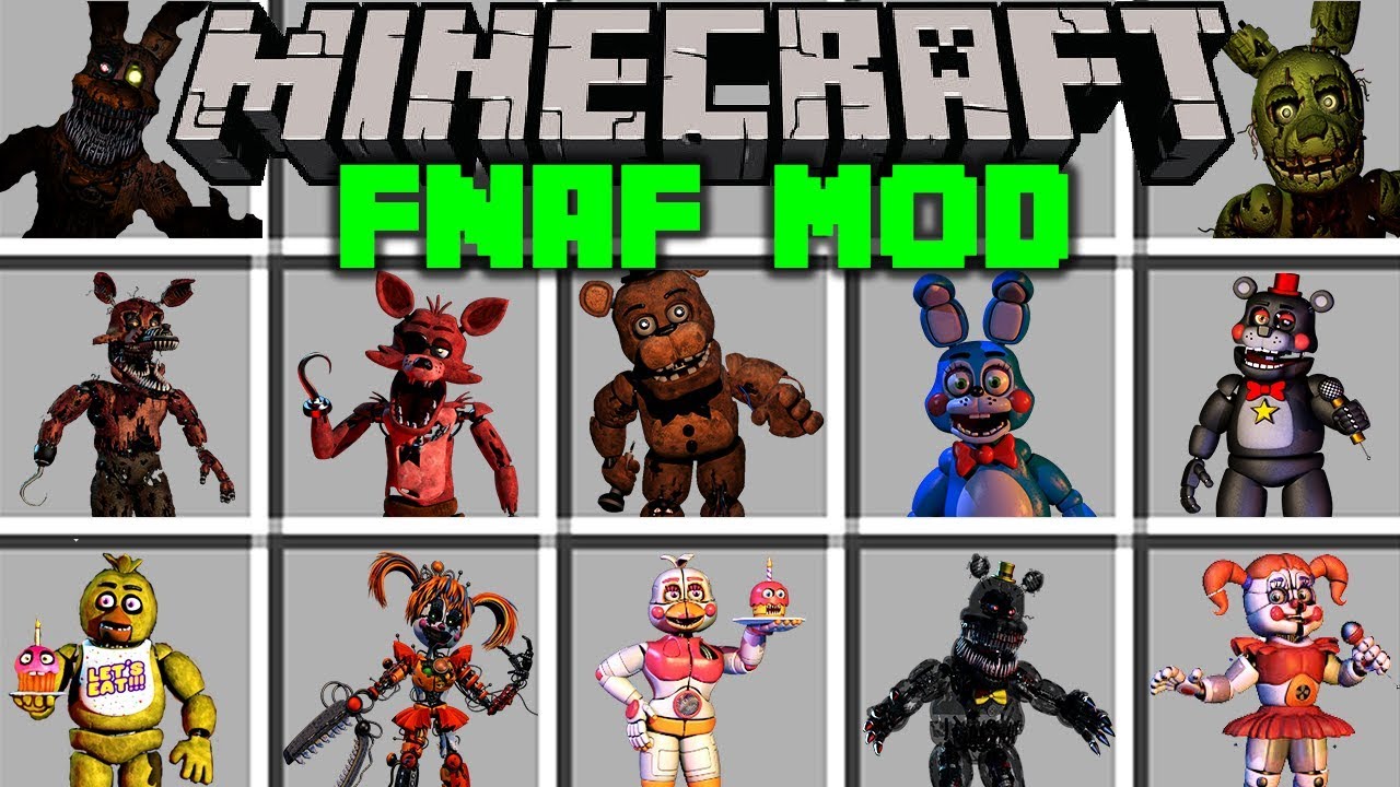 Minecraft FNAF MOD! | ANIMATRONICS SCARY FIVE NIGHTS AT FREDDY'S ...