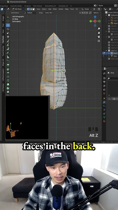 Organizing UV Islands with Mirror Modifier - making 3d game character in Blender - 3.3 Spooky ...