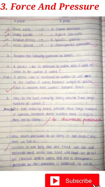 8th science chapter 3 question answer I force and pressure class 8 questions and answers I std ...