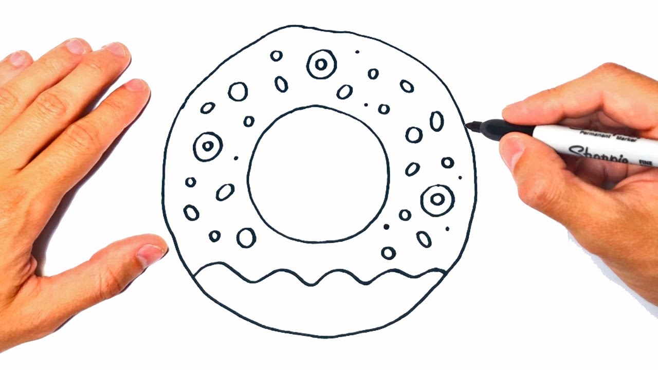 How to draw a Donut Step by Step | Drawing a Donut - YouTube