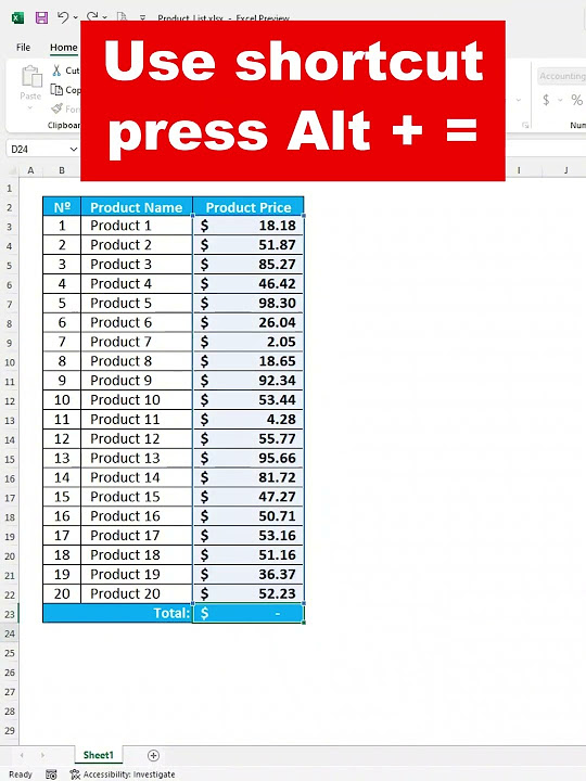 Master The Microsoft Excel Sum Shortcut In Seconds Youtube
