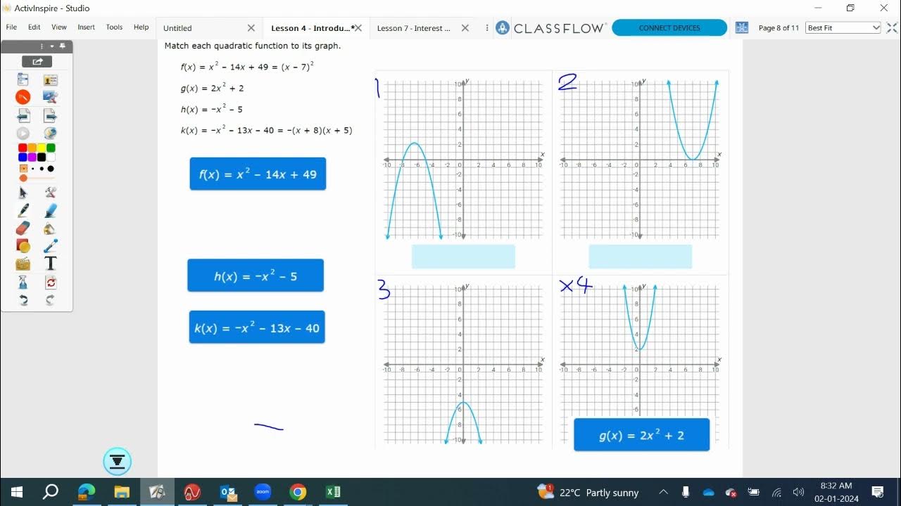 IXL A2: Y.8 Match quadratic functions and graphs (AU8) - YouTube