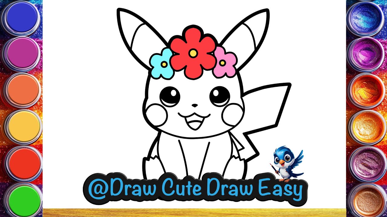 Pikachu 🌈 🌸🌺 Drawing, Painting, and Coloring for kids & toddlers | How ...