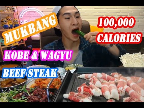 MUKBANG KOBE AND WAGYU BEEF STEAK - SAUSAGE - HOT POT SUPER SPICY