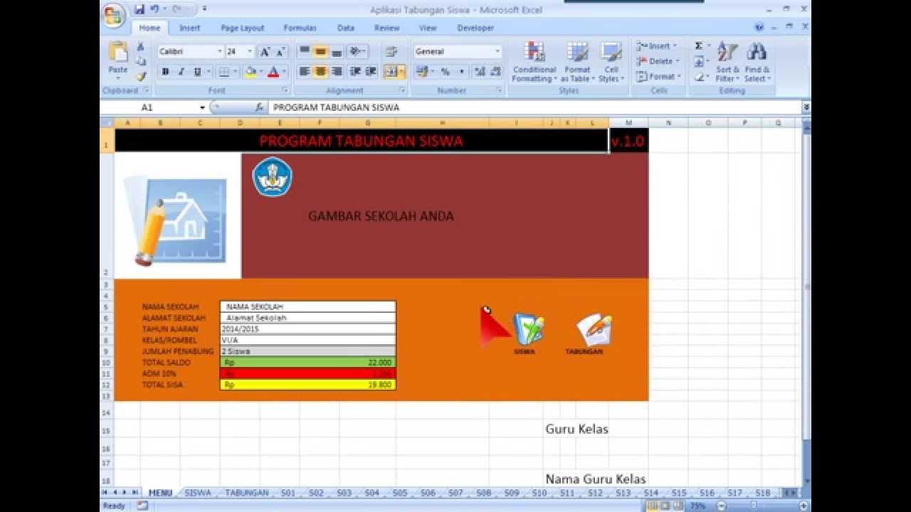Aplikasi Tabungan Siswa dengan Microsoft Excel Download Gratis - YouTube