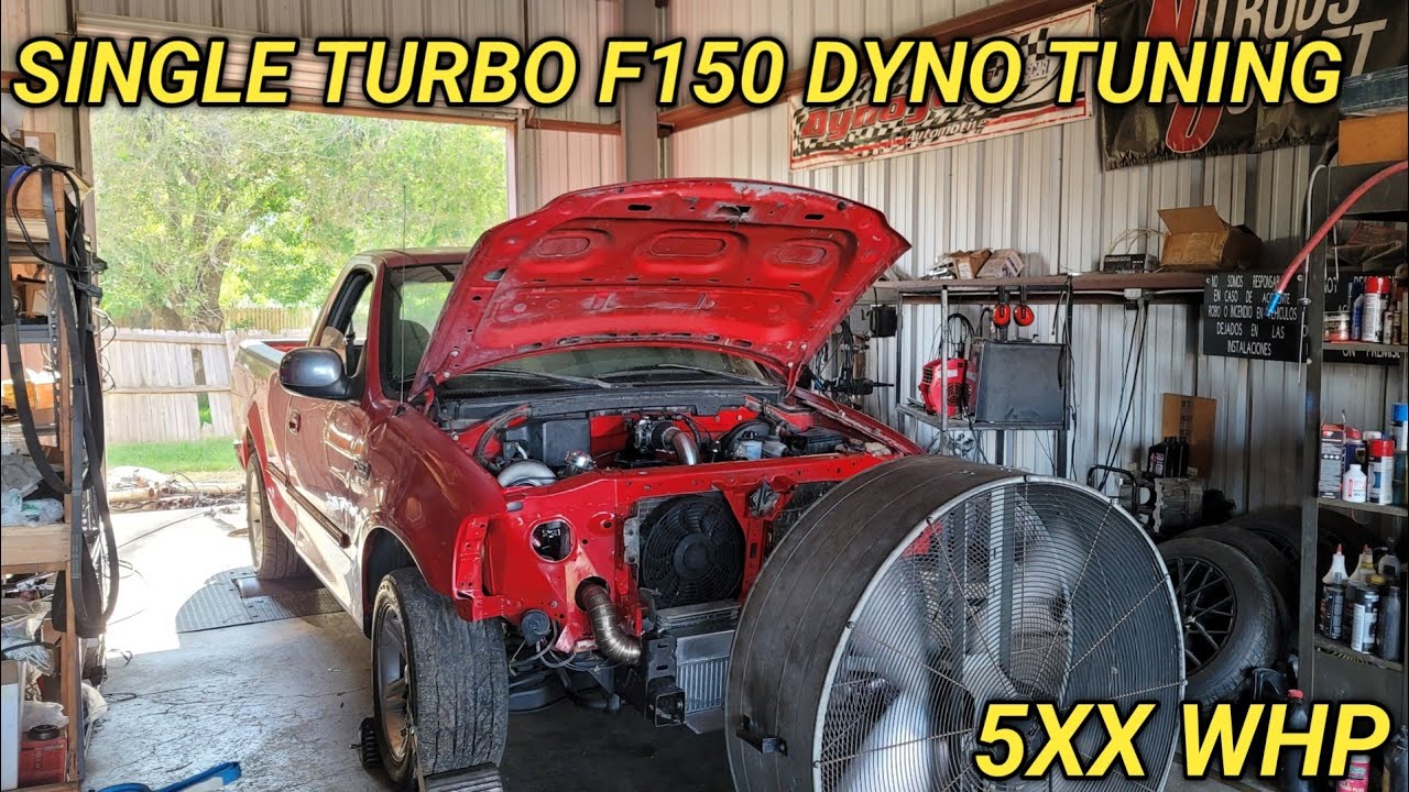 1997 f150 lightning swap 76mm Turbo 2v Dyno Tuning - YouTube