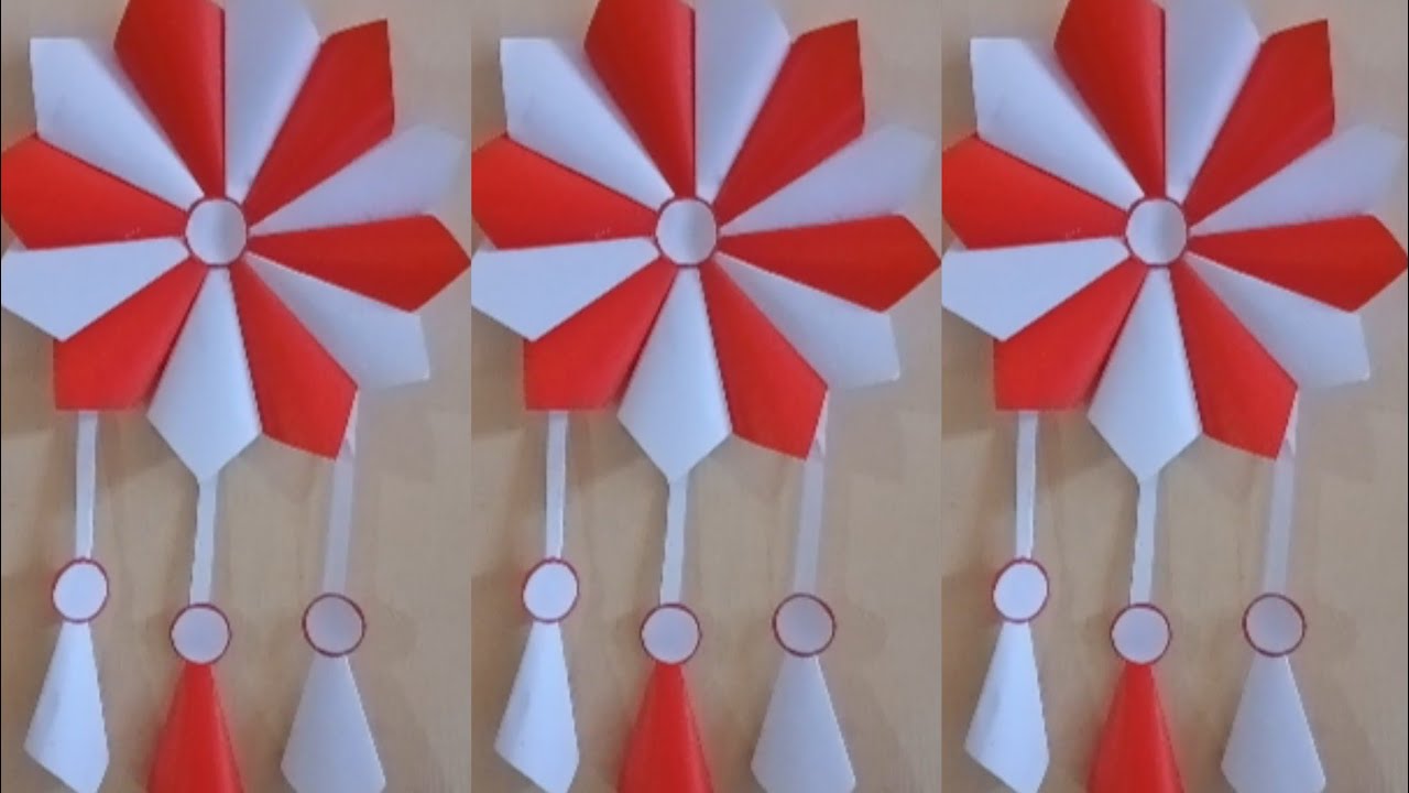 Hiasan dinding merah putih dari kertas origami / wall hanging from ...
