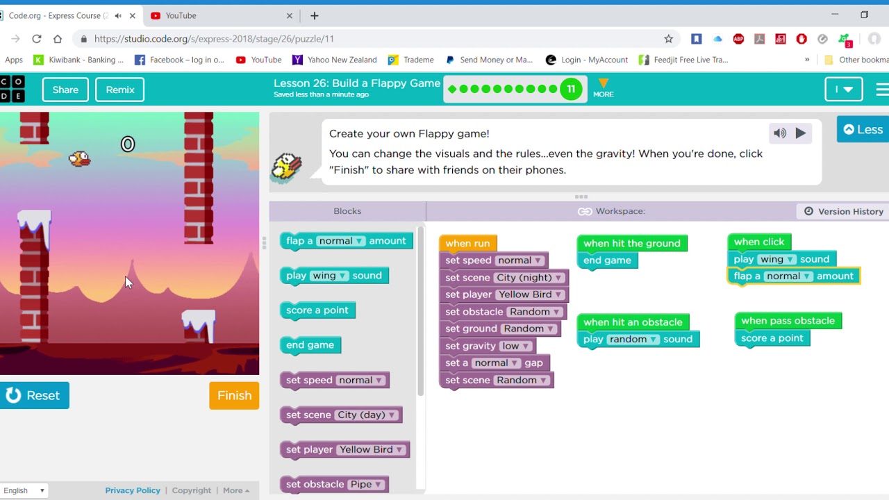 Lesson 26 Build a Flappy Game #11 - YouTube