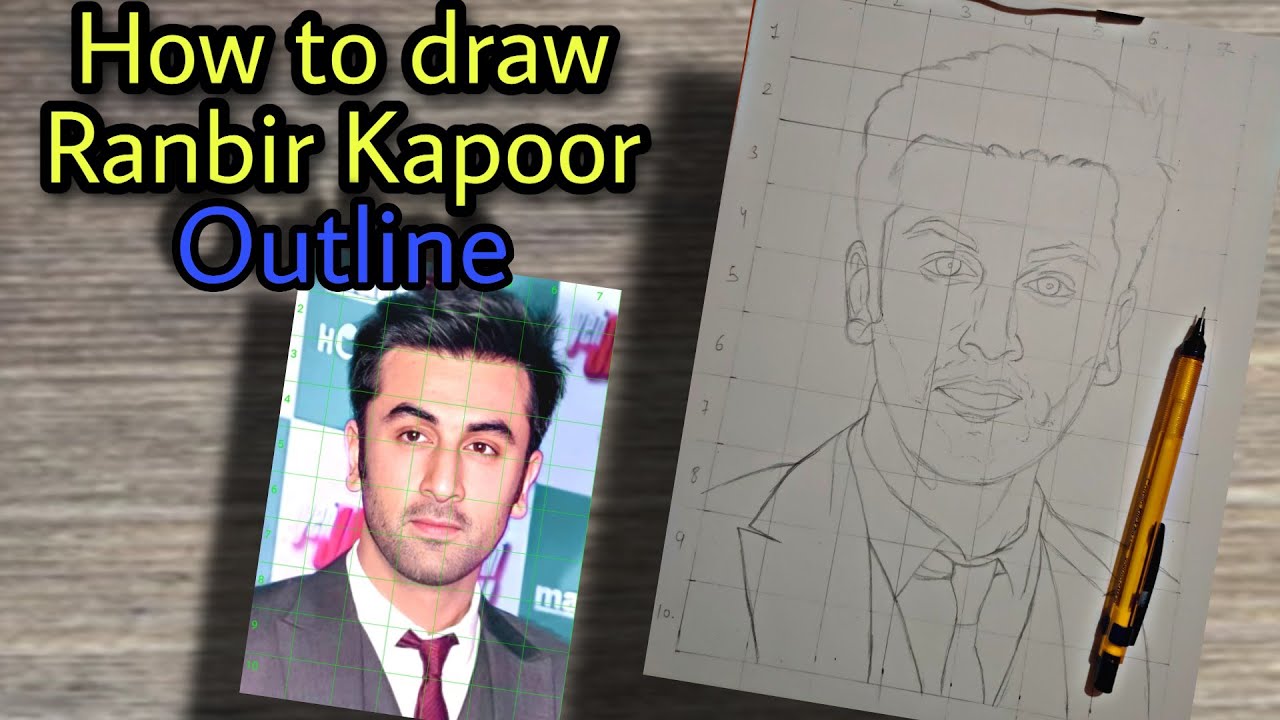 How to draw indian film actor Ranbir Kapoor drawing outline //step by ...