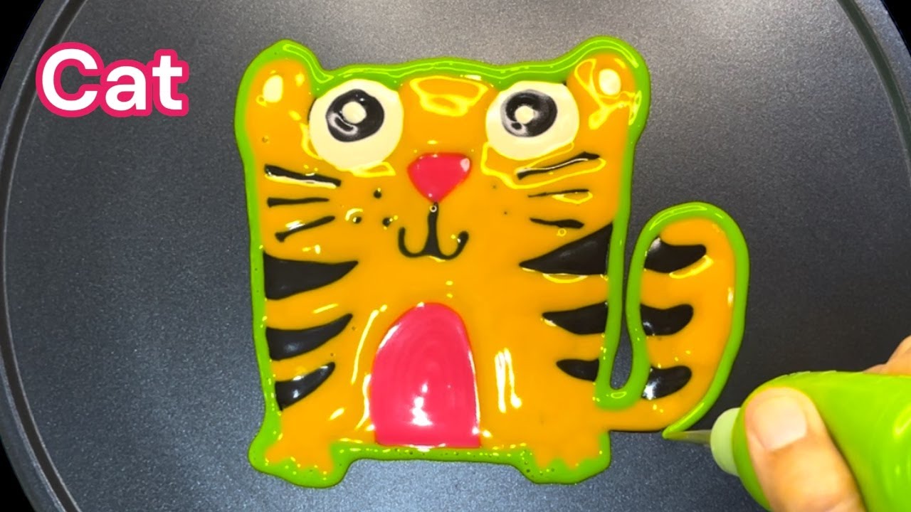 How to draw Cat Pancake - Animal Cartoon, Cat Drawing, Pancake Art ...