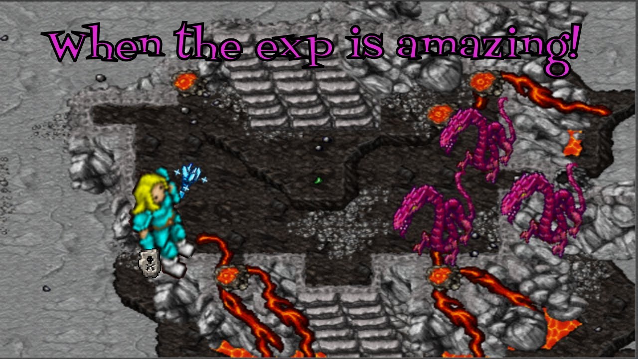 Tibia how to get amazing experience at low level in Wyrms 45-50+ Max 5 ...