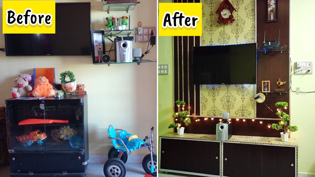 DIY TV unit under 2000rs | How to make tv unit ? - YouTube