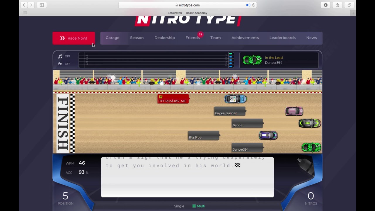 Nitrotype races, but put in reverse and at 16x!!! - YouTube