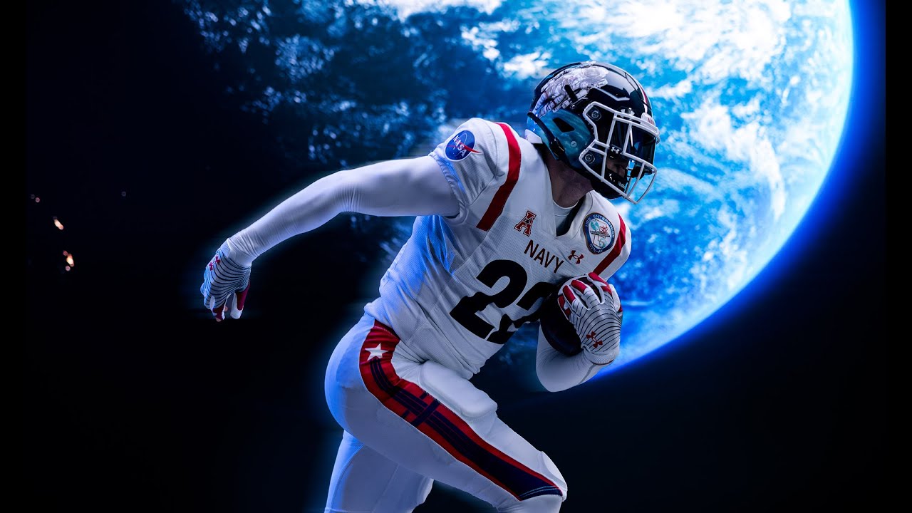 Navy Football players react to seeing this year's NASA-themed Army-Navy ...
