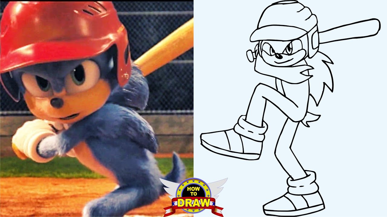 SONIC PLAY BASEBALL | How to draw Sonic the hedgehog the movie (2020 ...