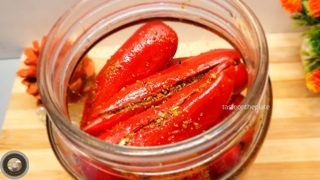 Stuffed red chilli pickle/bharwa mirch ka achar/red mirch achar - YouTube