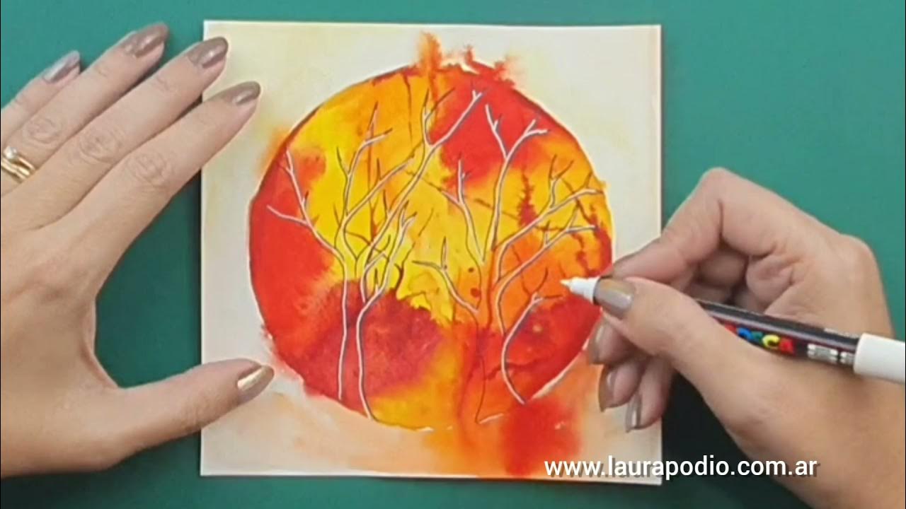 Tutorial #286 - Dibujo en tinta sobre mancha de acuarela - YouTube