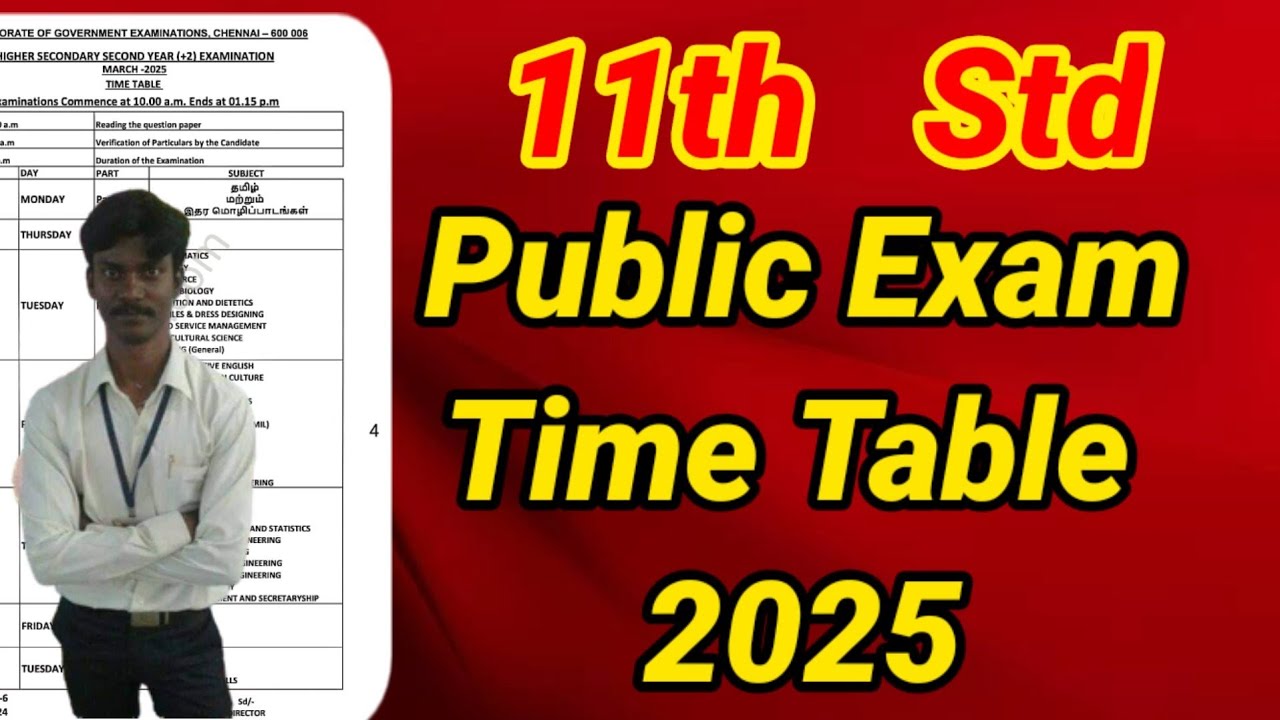 11th Standard Public Exam Time table 2024 - YouTube