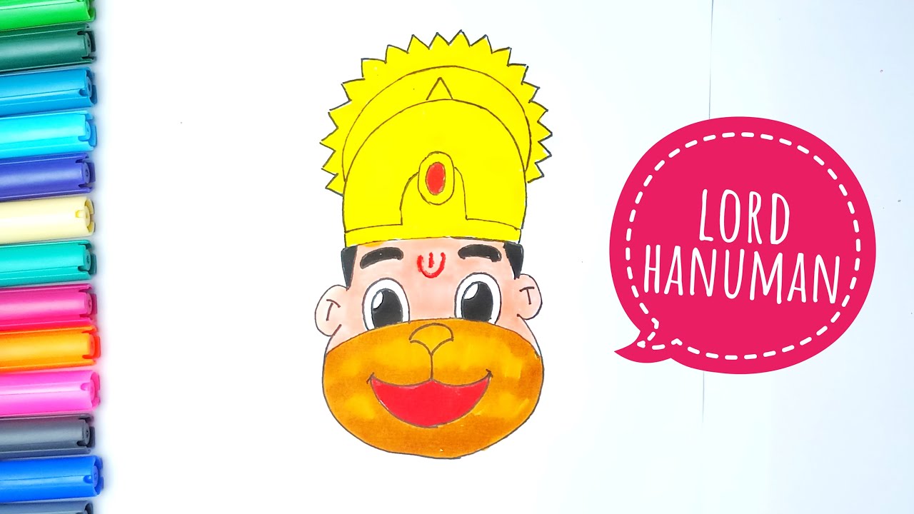 How to draw Hanuman Face | Hanuman drawing | Easy drawing of Lord ...