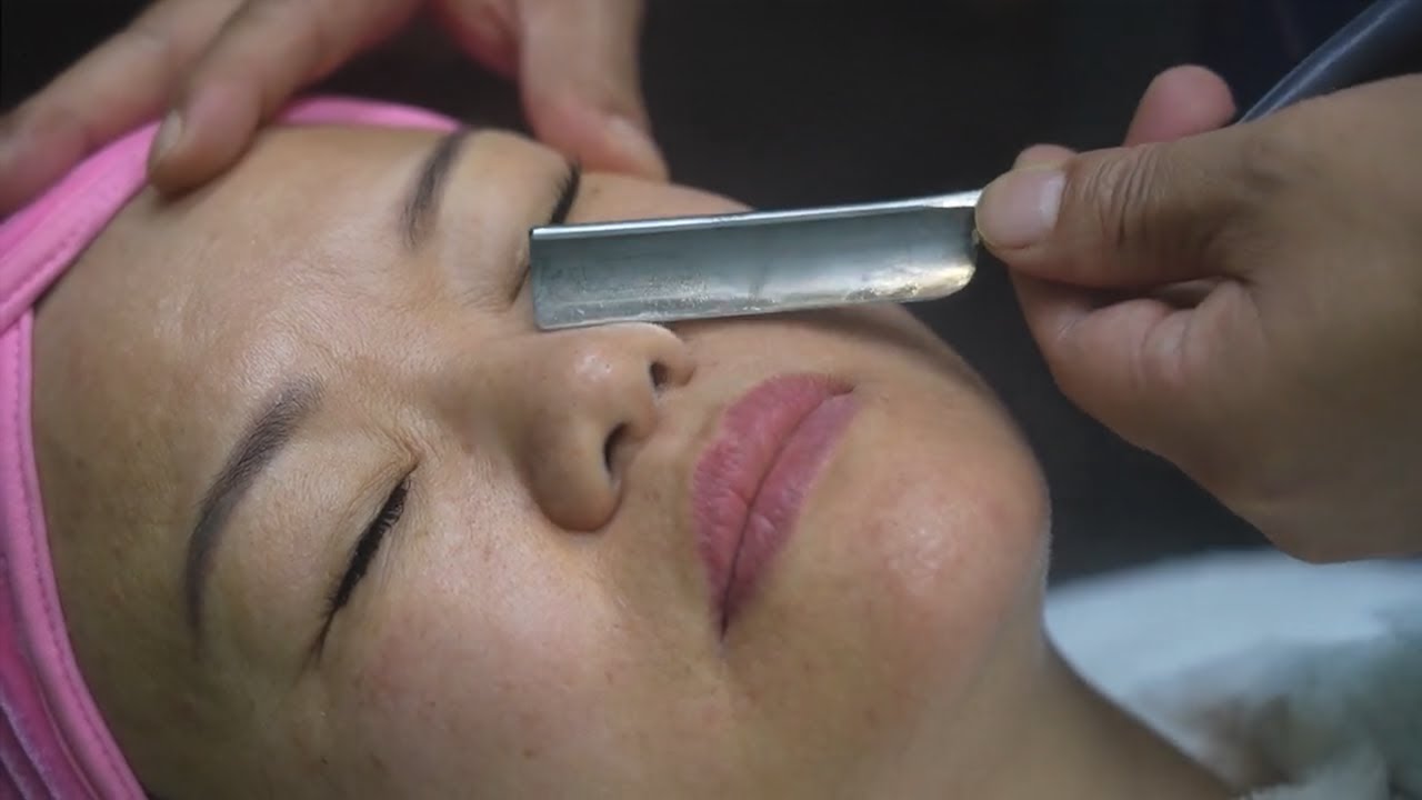 💈ASMR | Removing dead skin from a woman's face with a vertical razor! 🪒 ...
