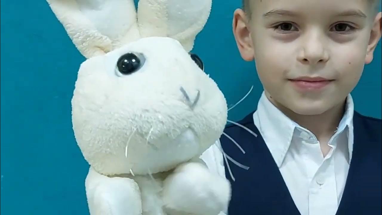 Игрушка-перчатка на руку заяц для кукольного театра, уши двигаются от ...