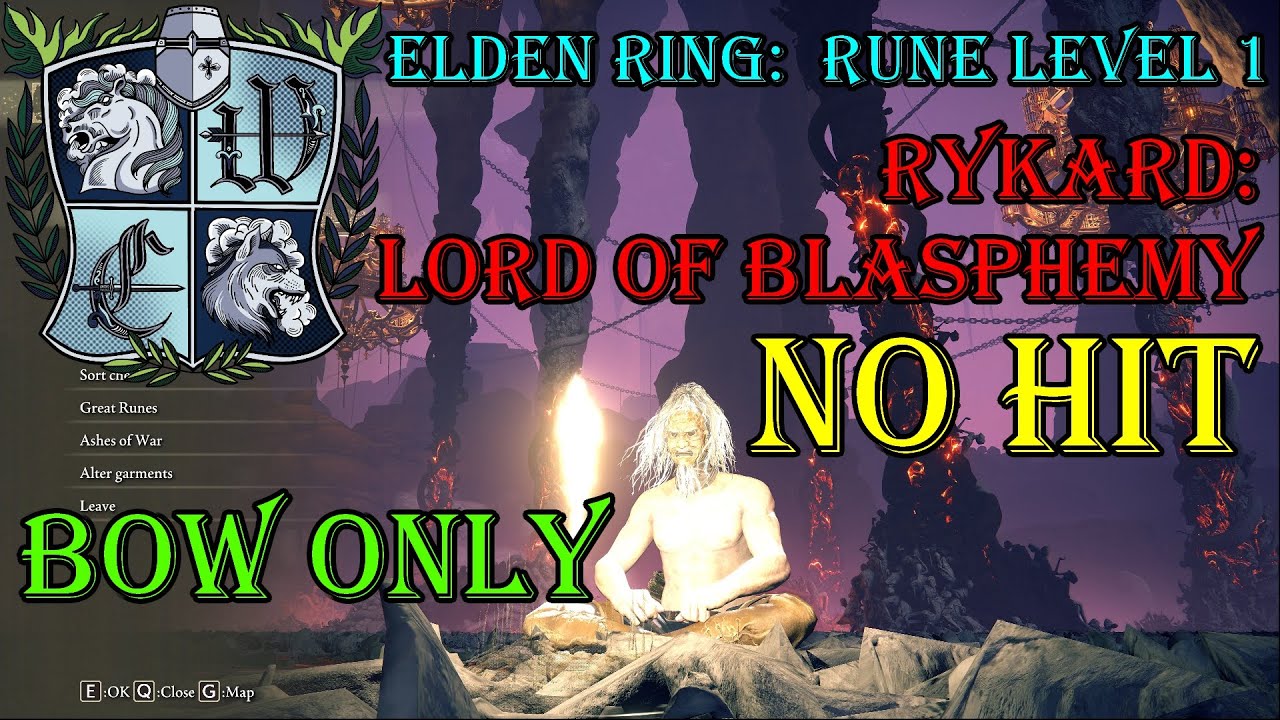 Elden Ring: Rune Level 1 -- Rykard, Lord of Blasphemy. BOW ONLY. NO HIT ...