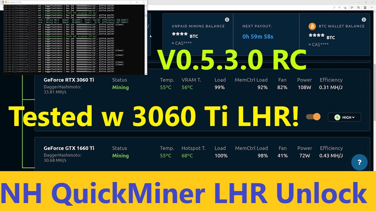 NiceHash QuickMiner 0.5.3.0 RC with LHR Unlock| Tested with LHR 3060 Ti ...