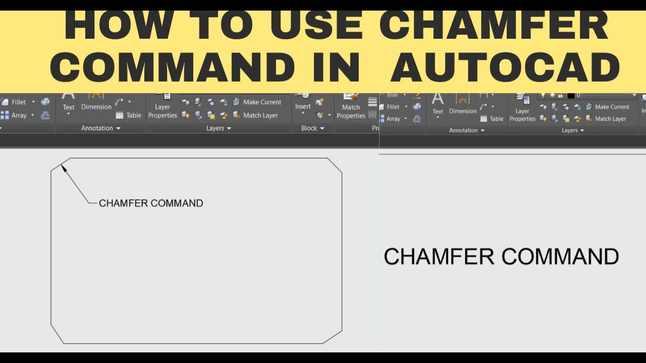 chamfer command in autocad - YouTube