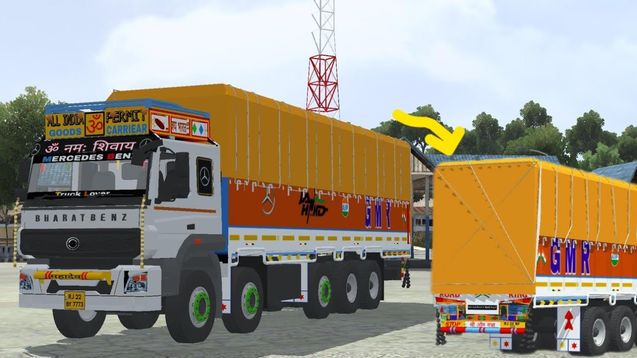 Bharat Benz 14 Wheels Full Loaded truck mod Download kase Kare Bus ...