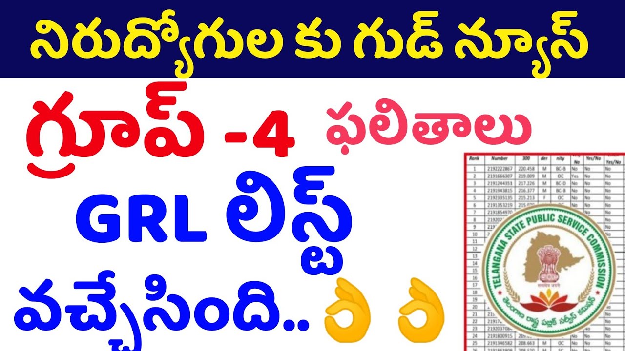 👌గ్రూప్ -4 GRL విడుదల TSPSC GROUP -4 GRL - YouTube