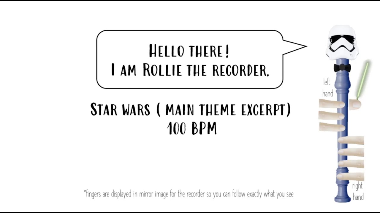 Star Wars Main Theme Excerpt (100bpm) - Recorder, keyboard and ukulele ...