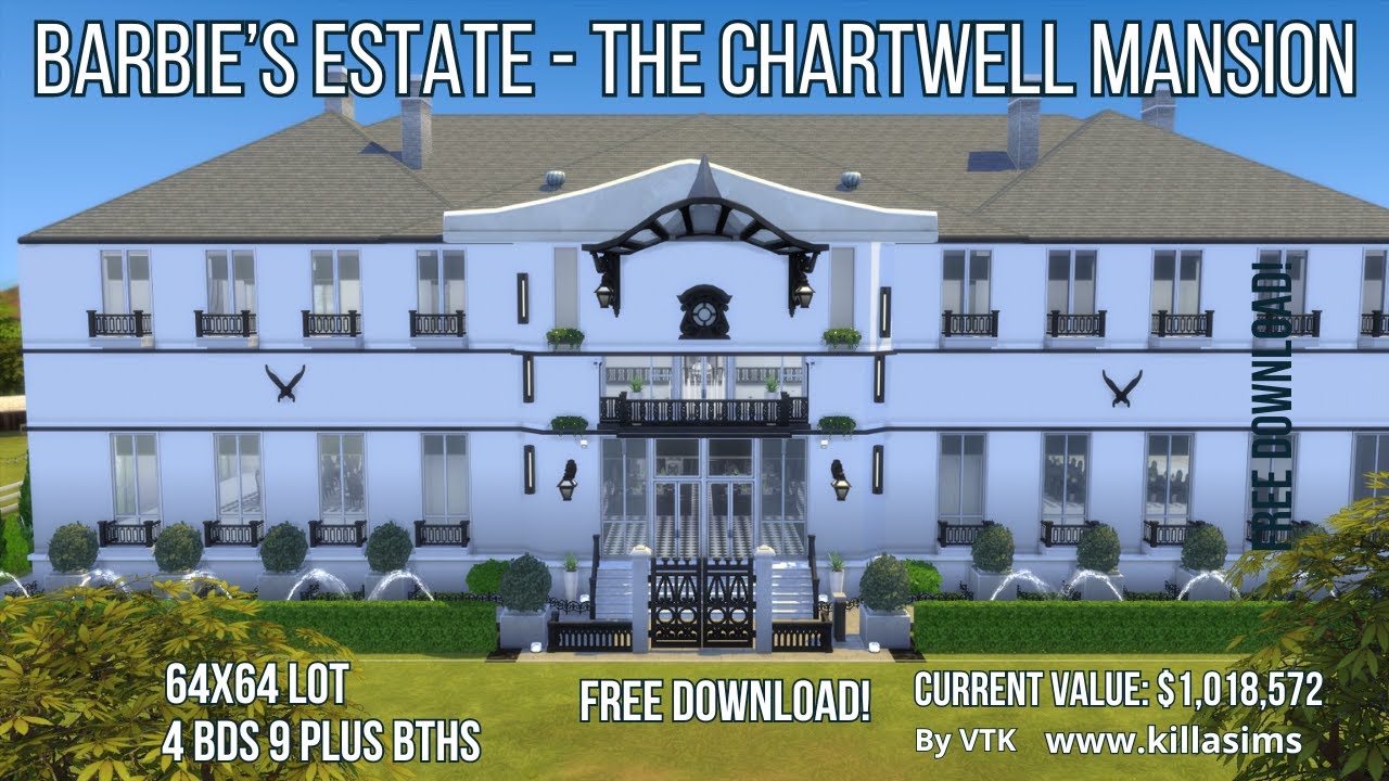The Sims 4 Barbie Estates Chartwell Mansion - YouTube