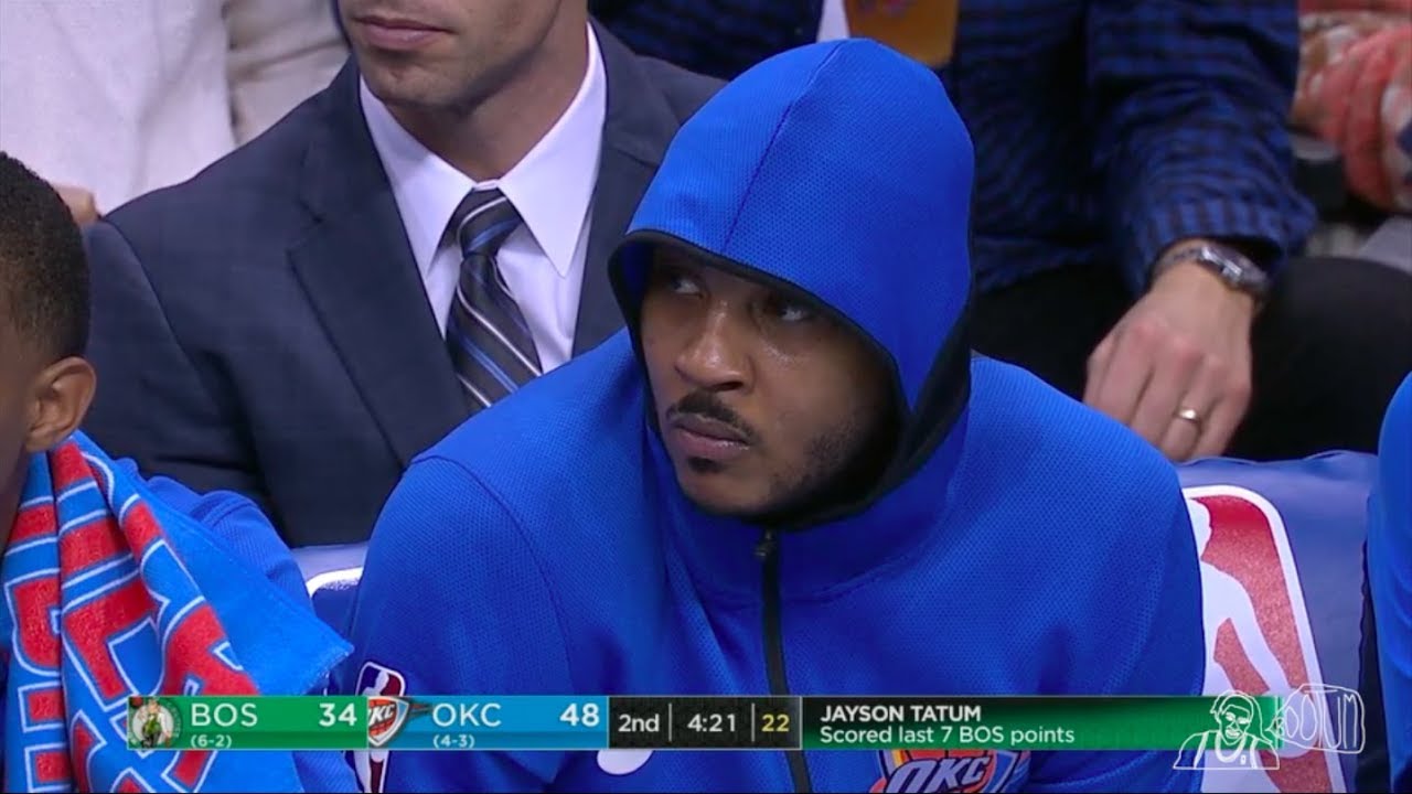 Melo needs to be able to play with his hoodie (Carmelo Anthony ...