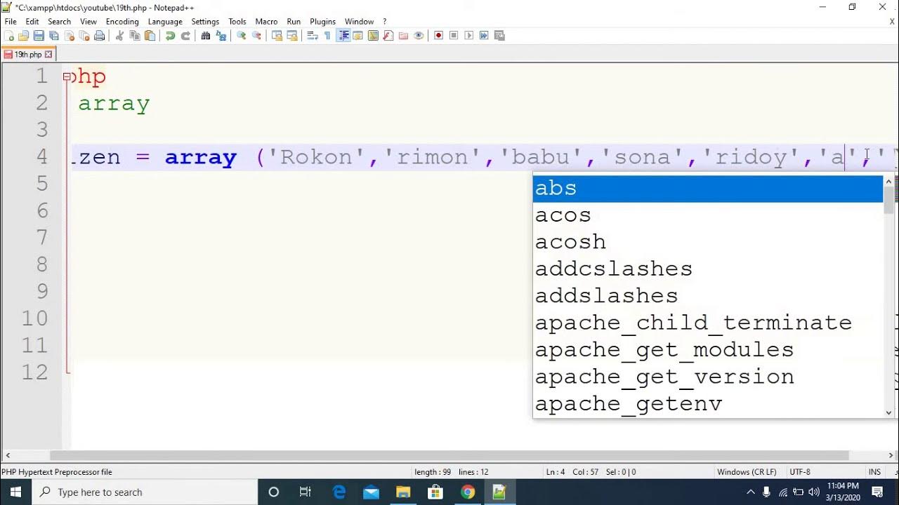 php tutorial in bangla array - YouTube