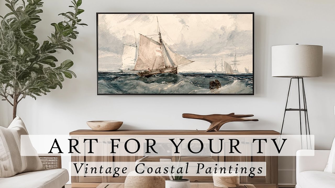 Vintage Coastal Paintings Art For Your TV | Nautical TV Art | Vintage ...