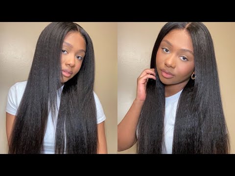 Natural Looking Kinky Straight Wig Install | Wear & Go | Ft. BGMgirl ...
