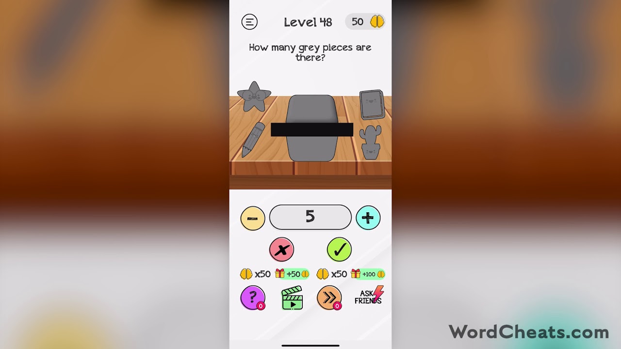 Braindom Level 48 - How many gray pieces are there? - YouTube