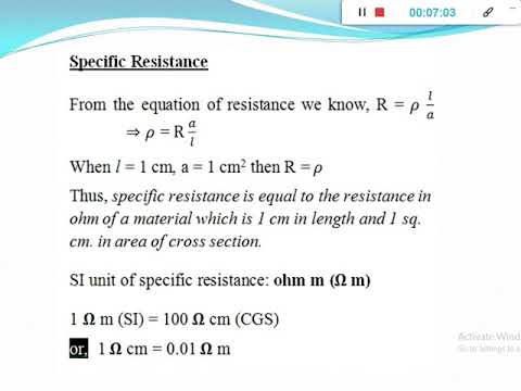 Conductance, Specific Conductance and Cell constant - YouTube