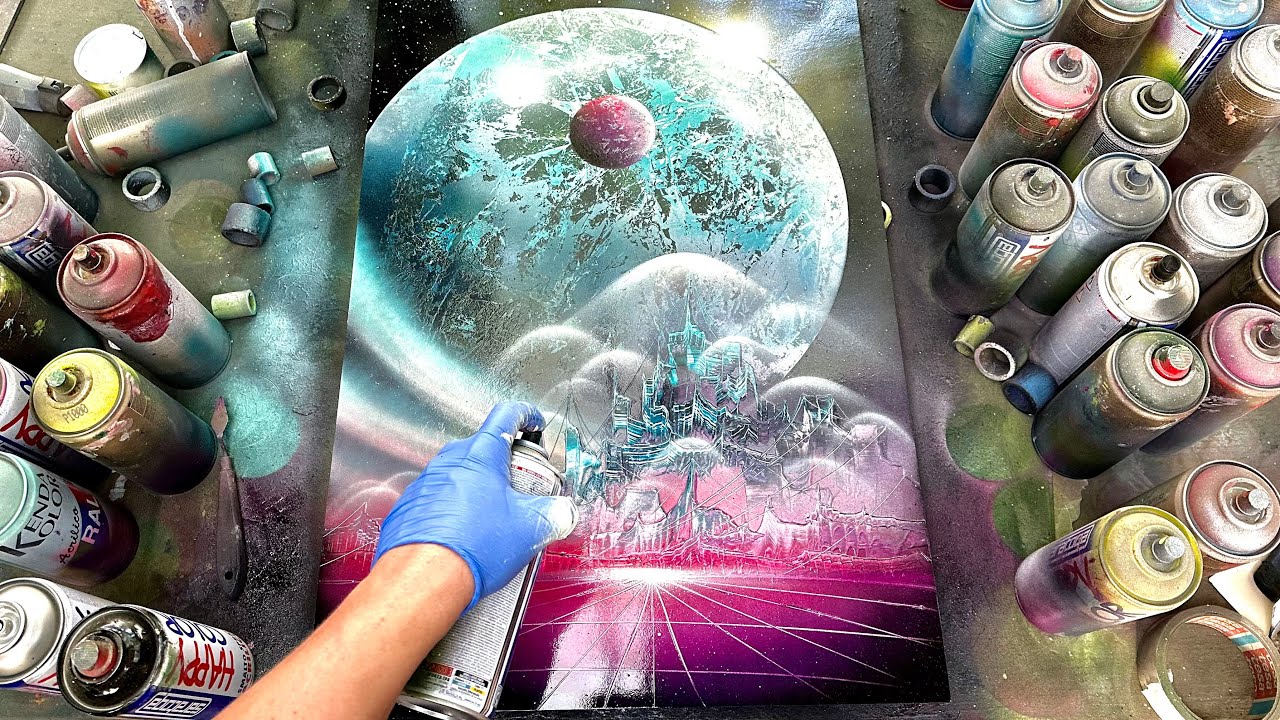 City in the Space shell - SPRAY PAINT ART by Skech - YouTube