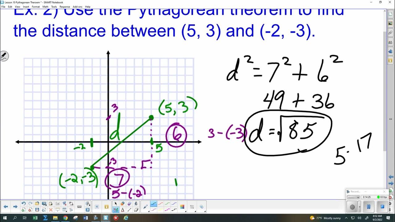 Saxon Algebra 2 Lesson 10 Pythagorean Theorem and Distance Formula ...